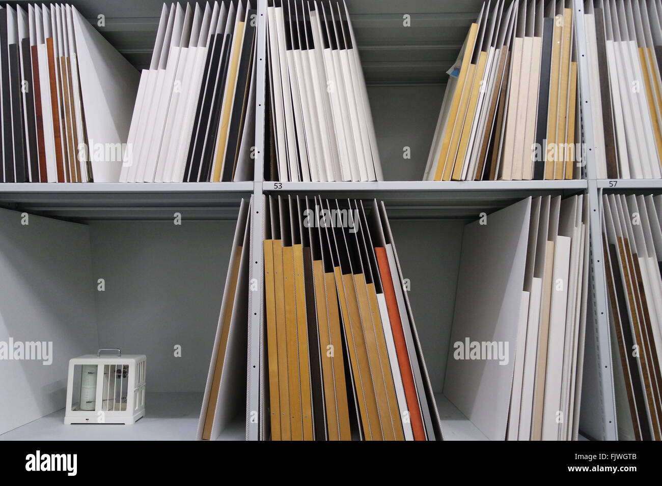 Close-Up Of Metallic Bookshelf Stock Photo - Alamy
