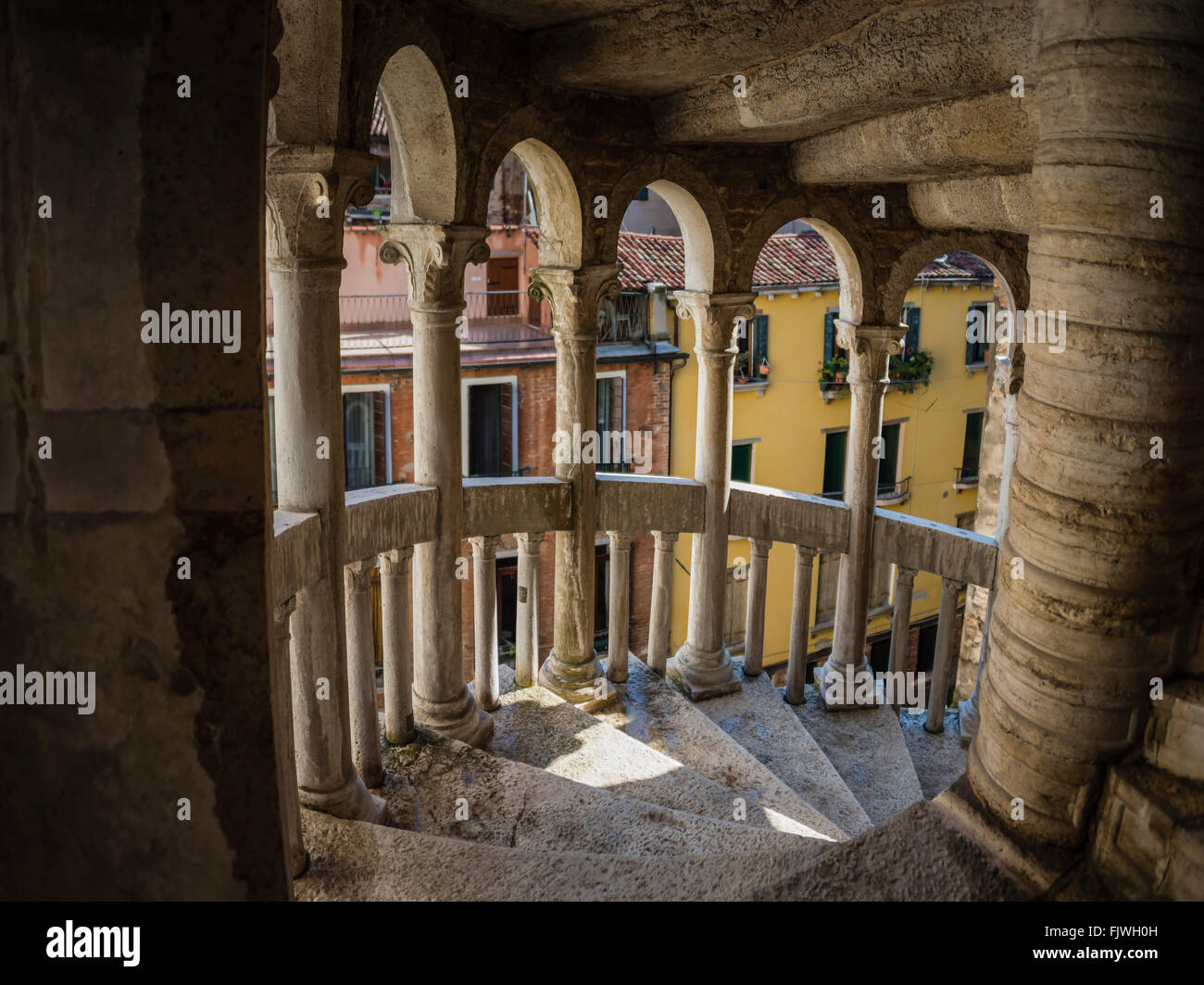 Scala Contarini del Bovolo spiral staircase in Venice, Italy Stock ...