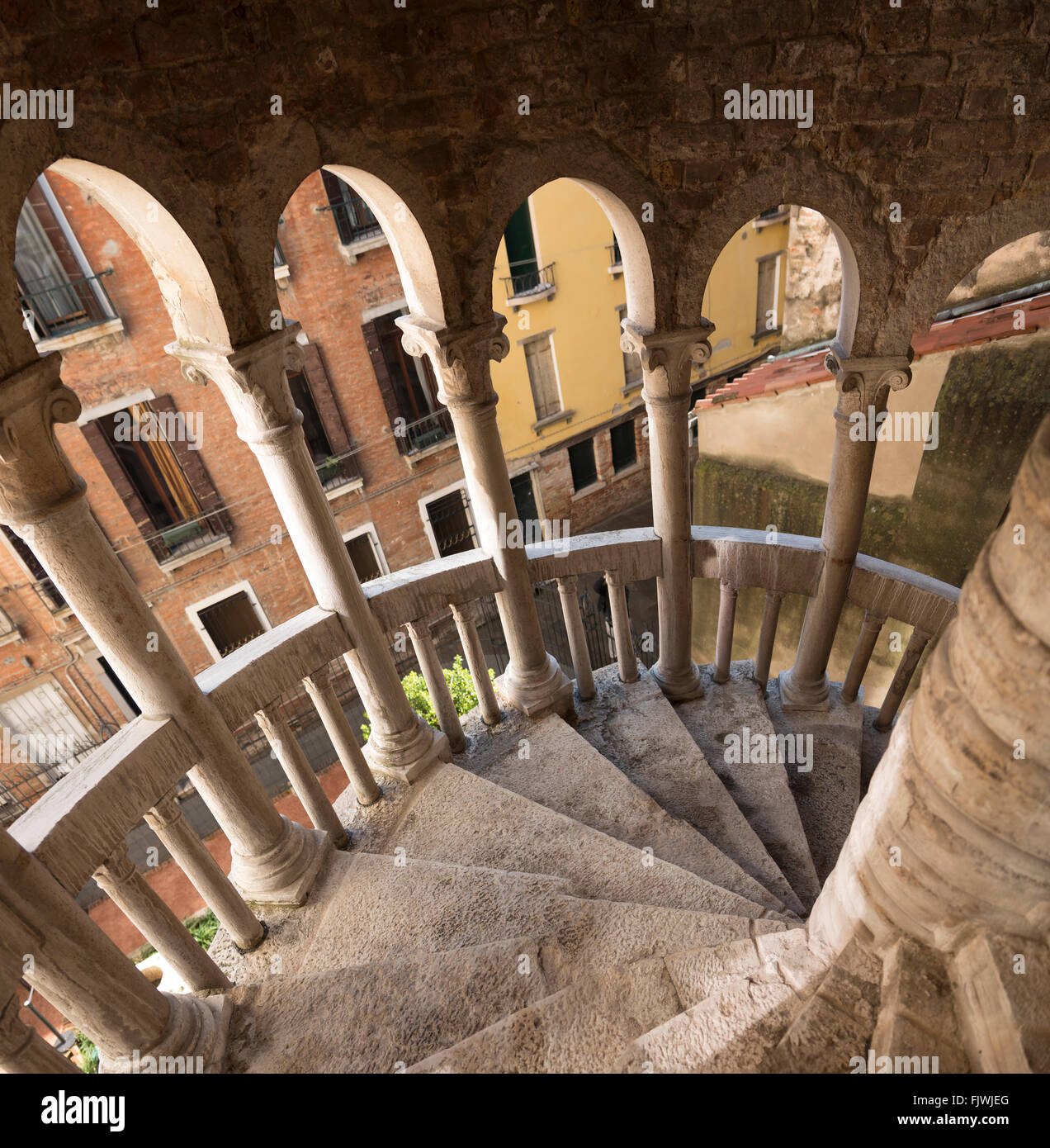 Scala Contarini del Bovolo spiral staircase in Venice, Italy Stock ...