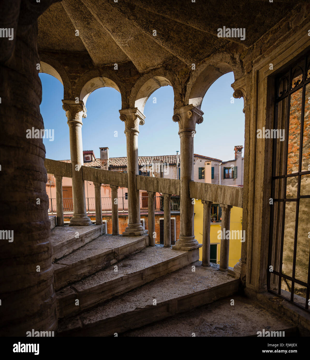 Scala Contarini del Bovolo spiral staircase in Venice, Italy Stock ...