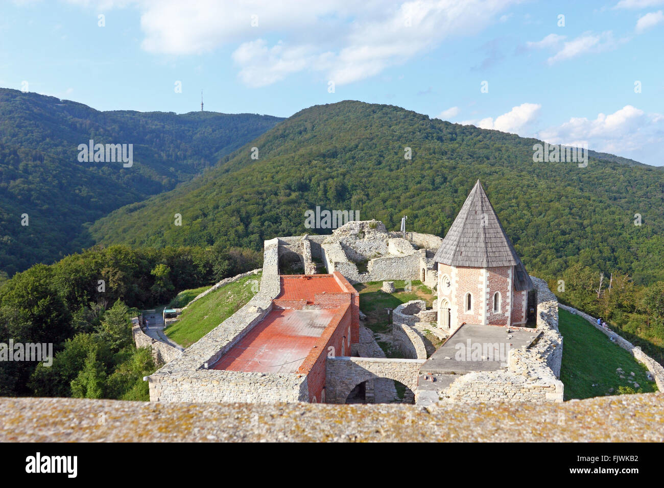 Old town Medvedgrad, in the background Sljeme the highest point of ...