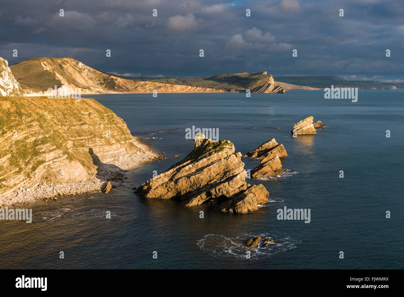 Mupe Bay looking across to Warbarrow Bay on the Lulworth Army Range on ...