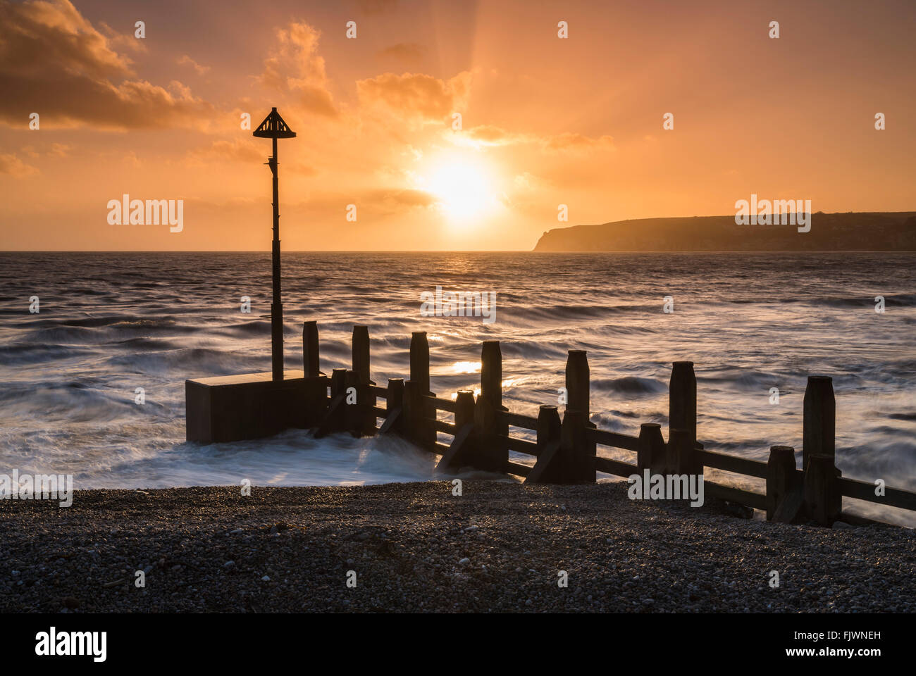 Sunset at Axmouth near Seaton in Devon on the East Devon section of the ...