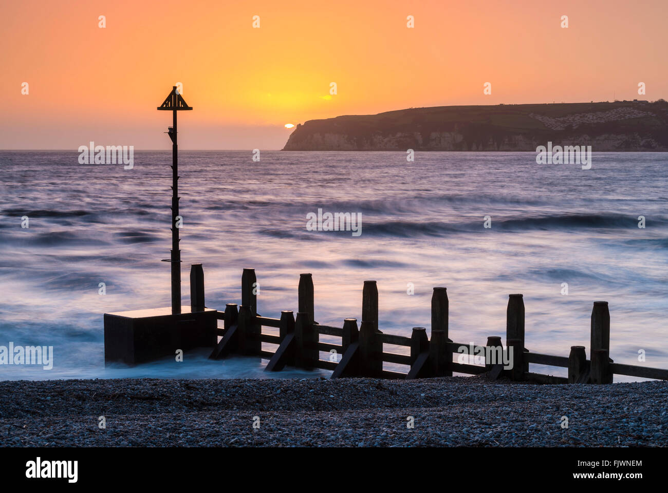 Sunset at Axmouth near Seaton in Devon on the East Devon section of the ...