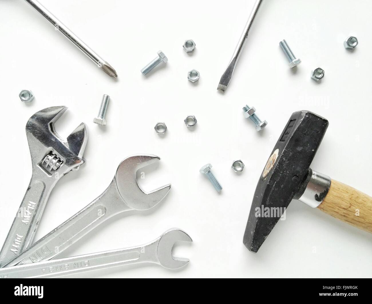Hand tools screws white background bolt hi-res stock photography and ...