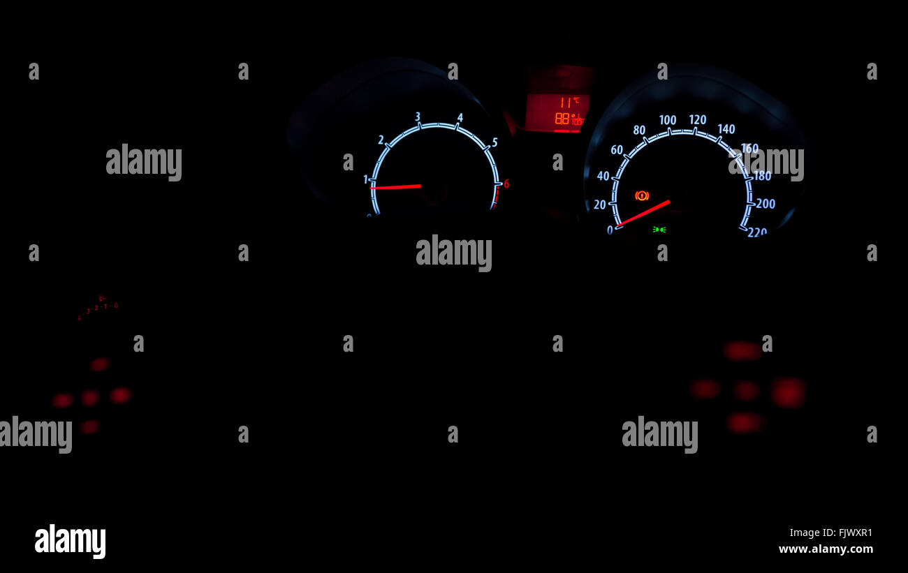 Car instrument panel illuminated at night Stock Photo - Alamy