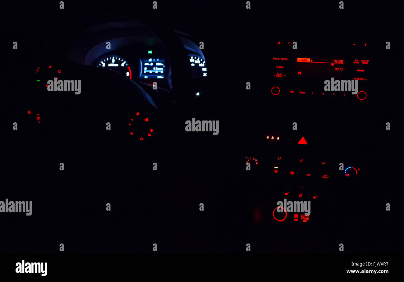 Car instrument panel illuminated at night Stock Photo - Alamy