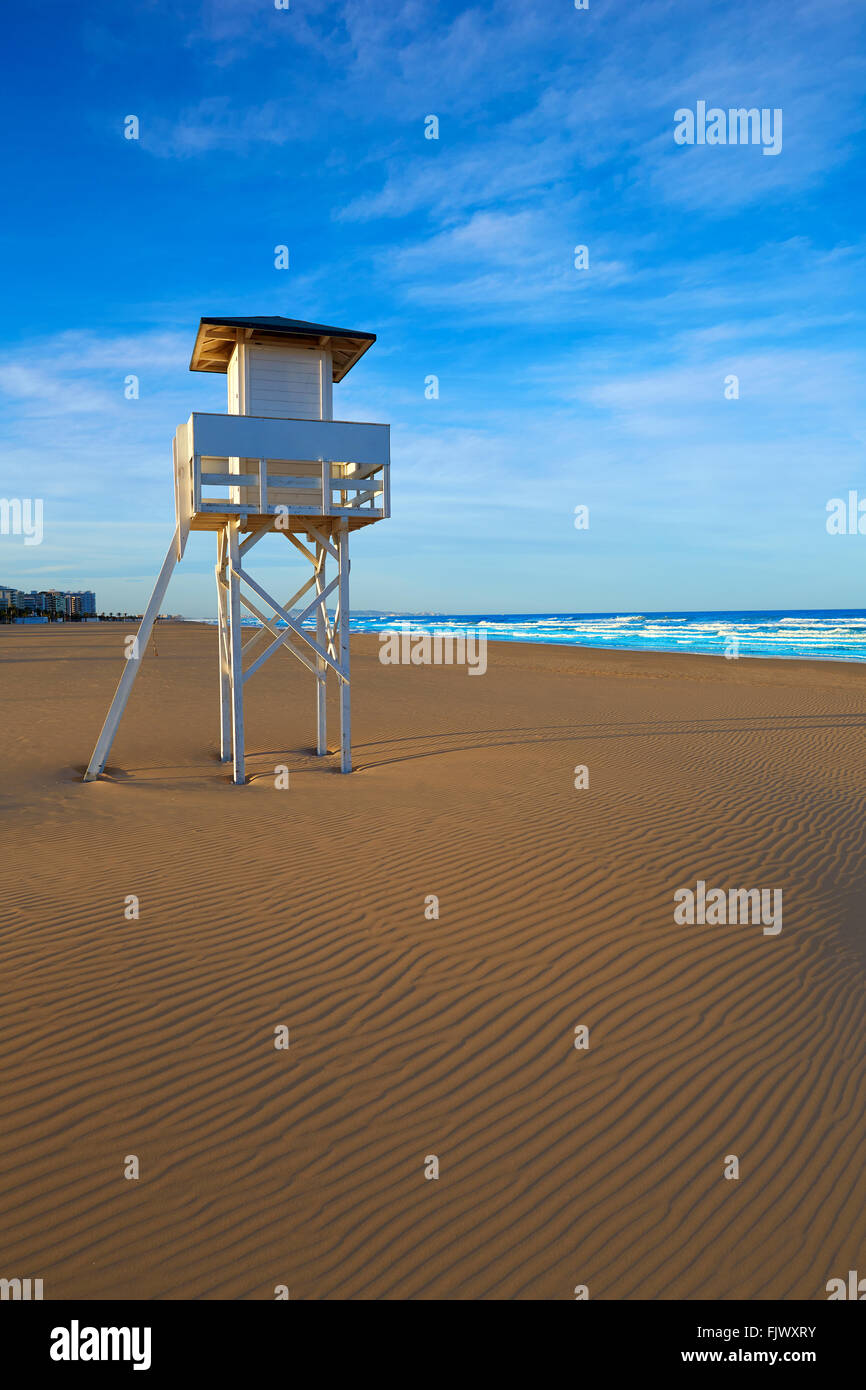 Gandia beach in Valencia of Mediterranean Spain baywatch tower Stock ...