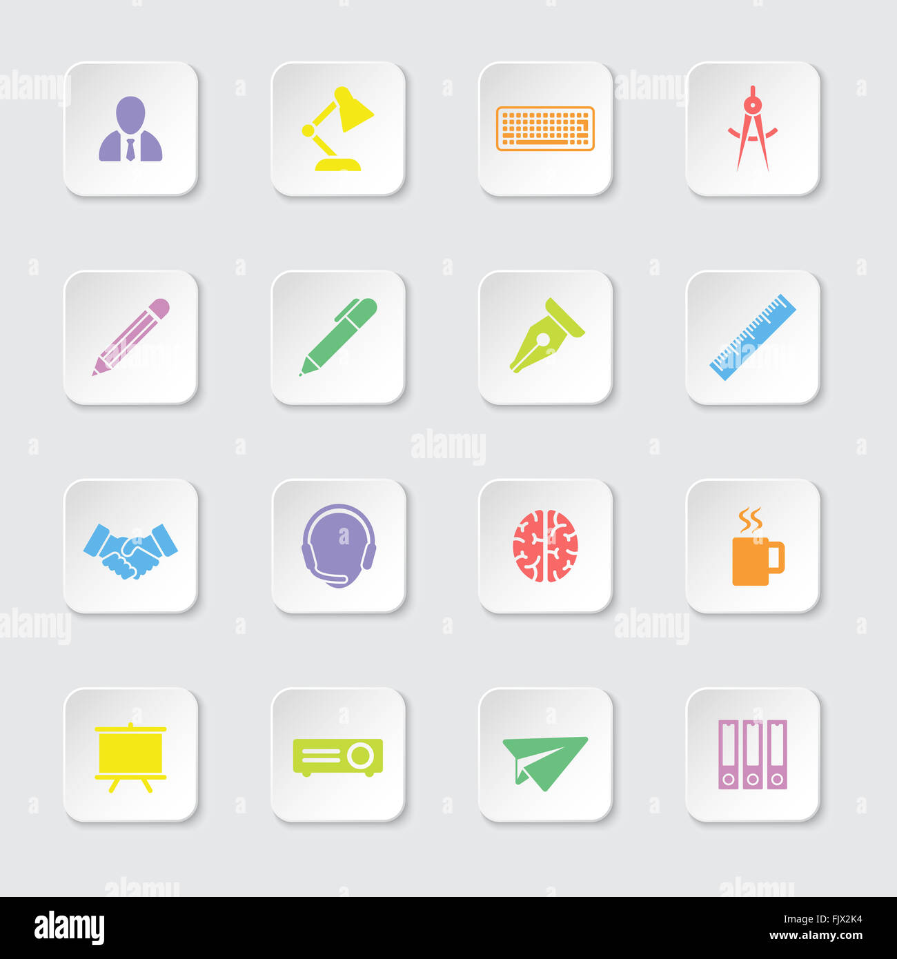 [JPEG] colorful flat icon set 8 on rounded rectangle button for web ...