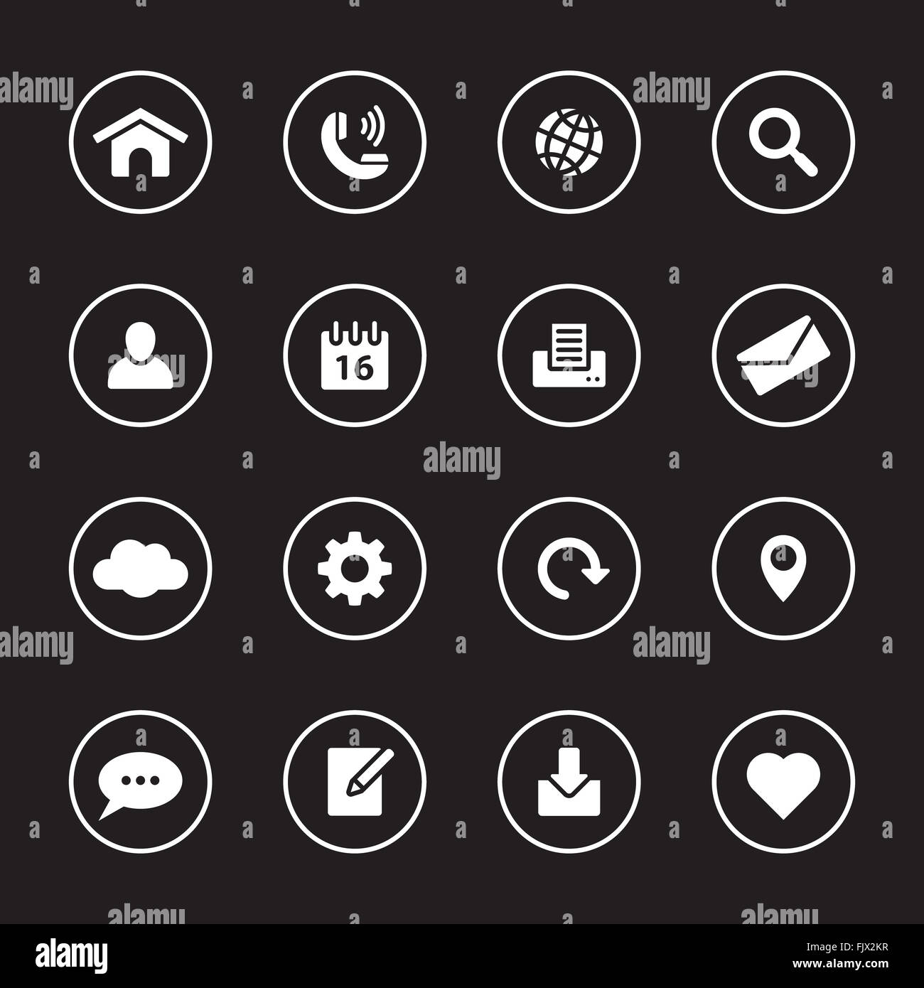 [JPEG] white flat icon set 1 with circle frame for web design, UI ...
