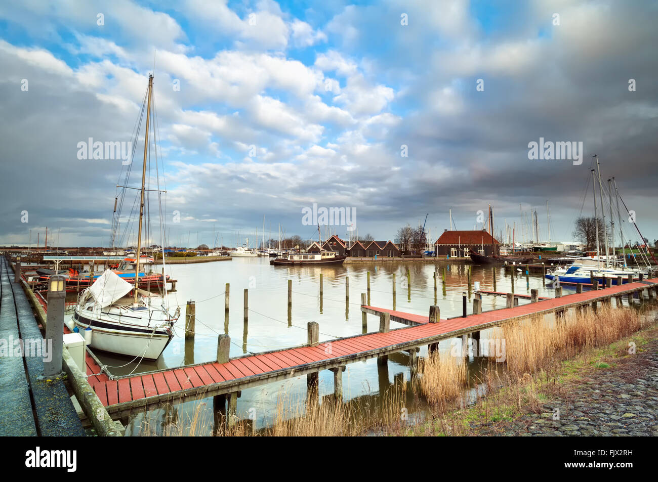 yacht and ships on harbor, Hindeloopen, Netherlands Stock Photo - Alamy