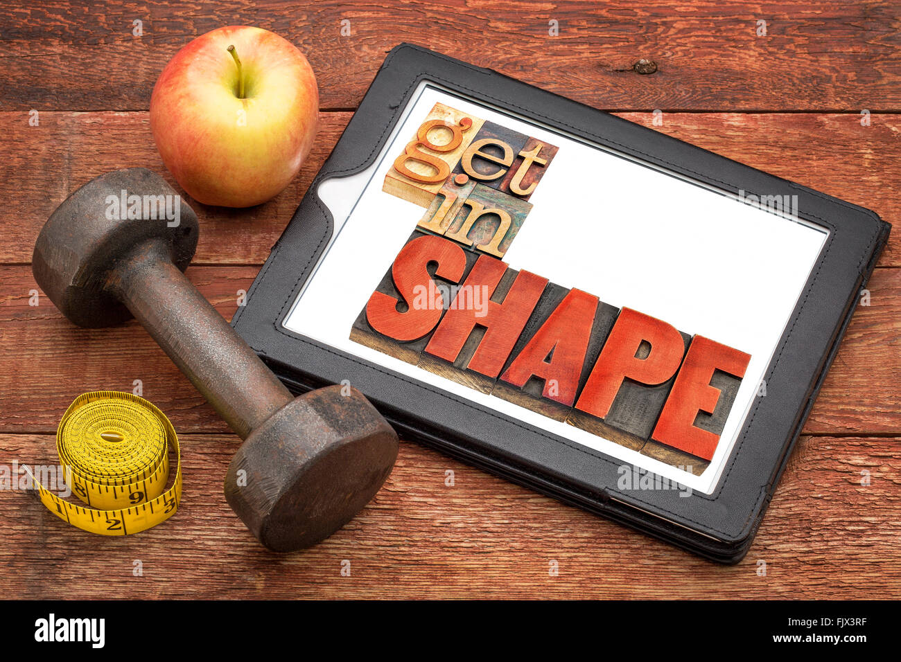 get in shape motivation fitness concept - text in vintage letterpress ...