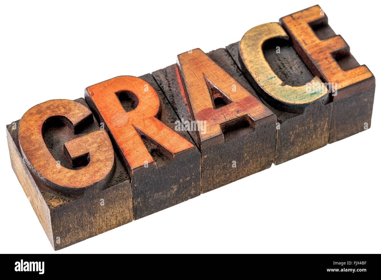 grace word abstract - an isolated banner in vintage letterpress wood ...