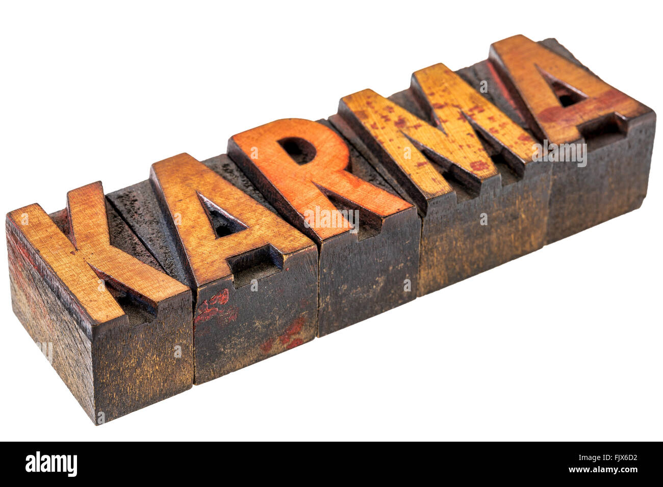 karma word abstract - an isolated banner in vintage letterpress wood ...