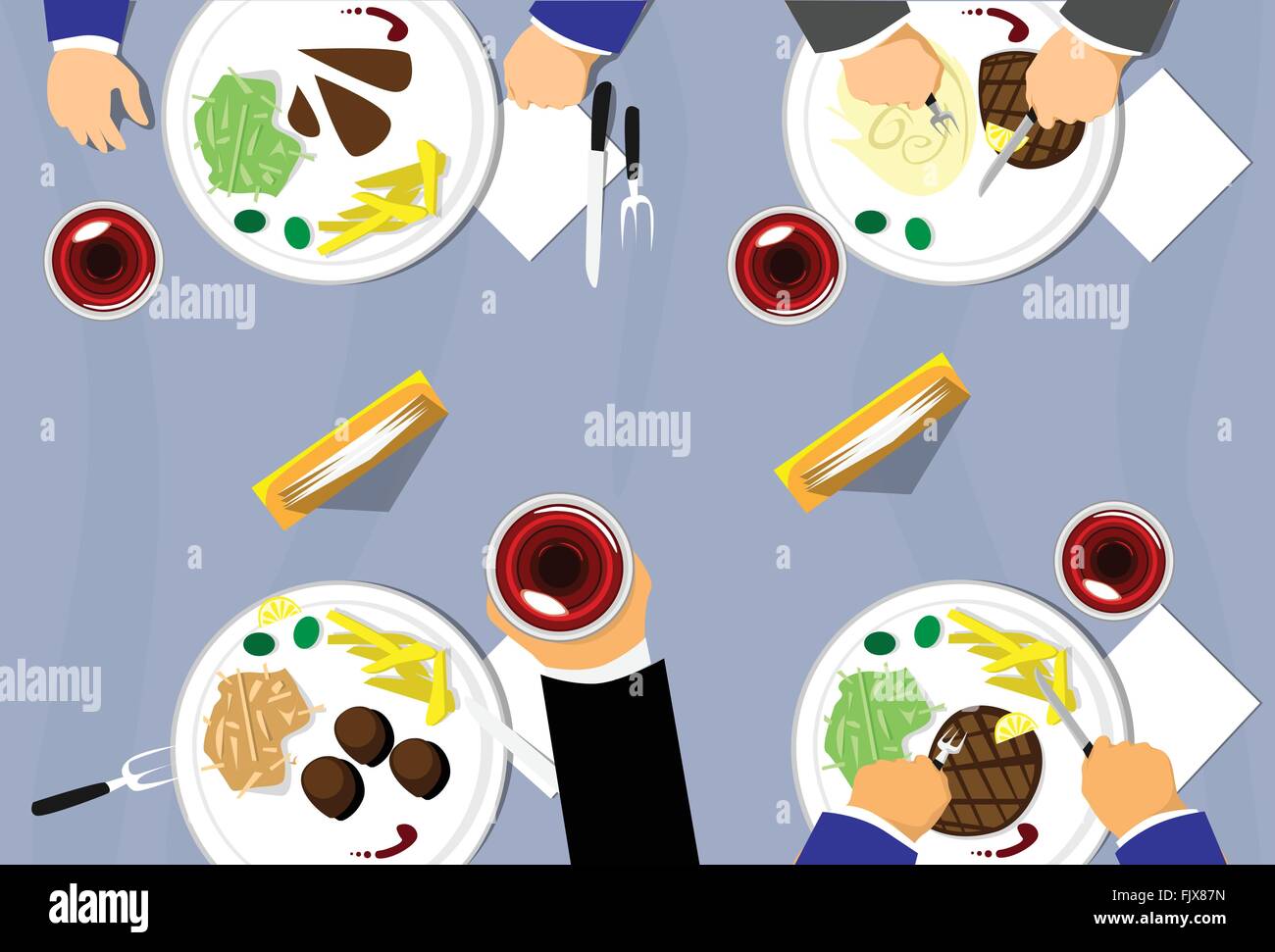 Group of men eat and drink Stock Vector Images - Alamy