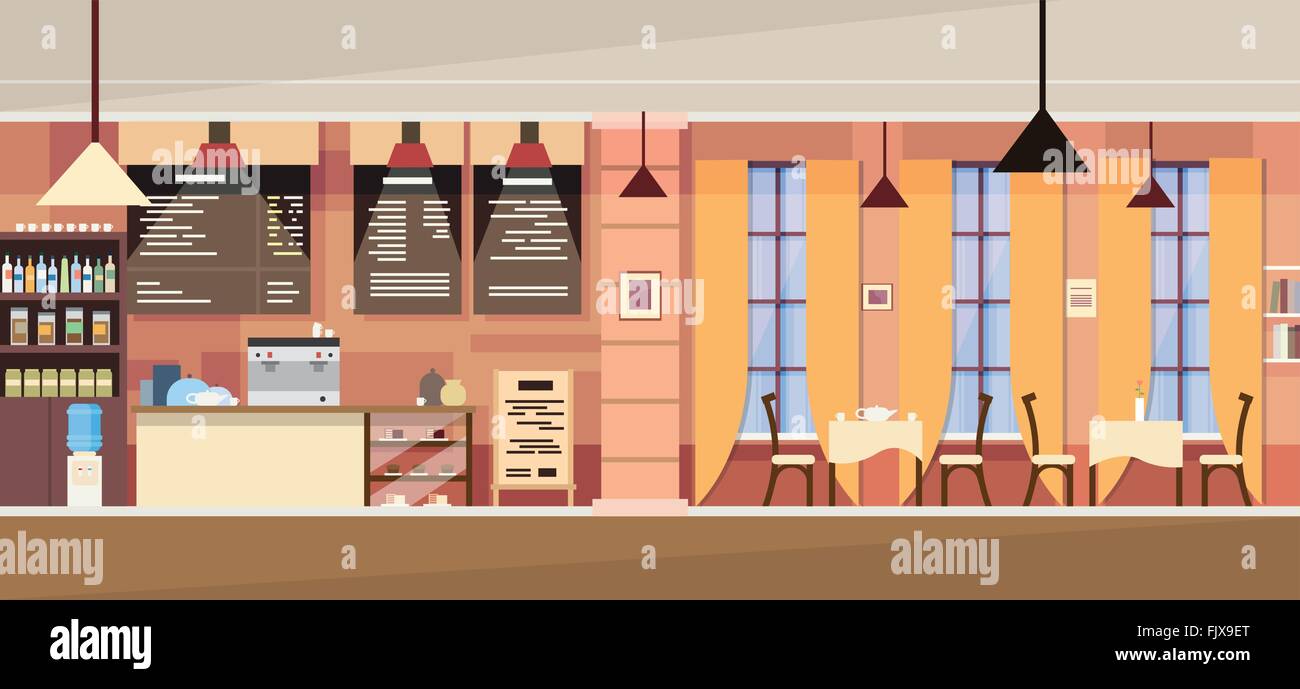 Modern Cafe Interior Empty Stock Vector Image & Art - Alamy