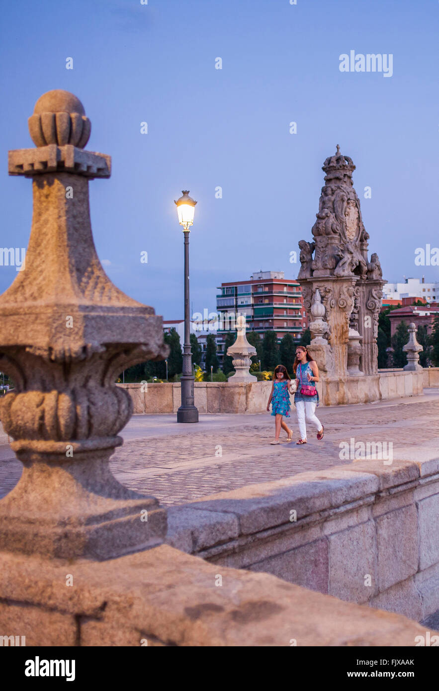 Toledo bridge, Manzanares river, Madrid Rio Park. Madrid, Spain Stock ...