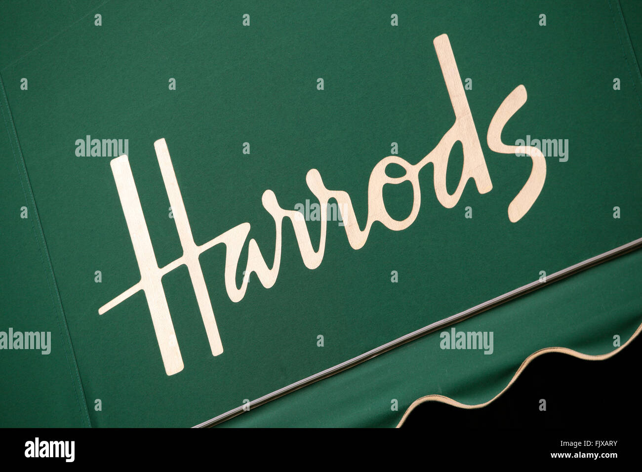 Advertising canopy over the entrance of the famous Harrods department ...