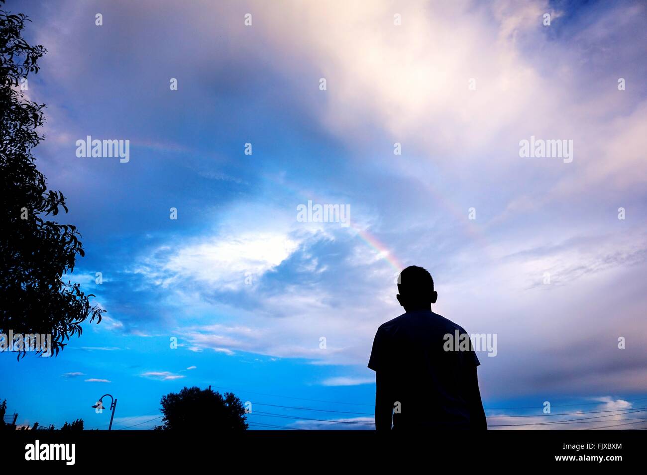 Silhouette Man Standing In Front High Resolution Stock Photography and ...