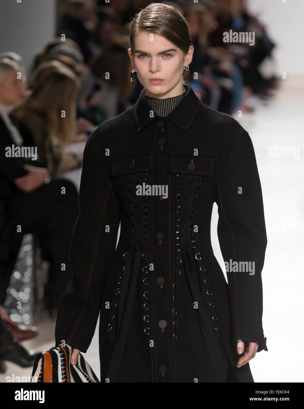 New York City, USA - February 17, 2016: Sandra Schmidt walks the runway ...