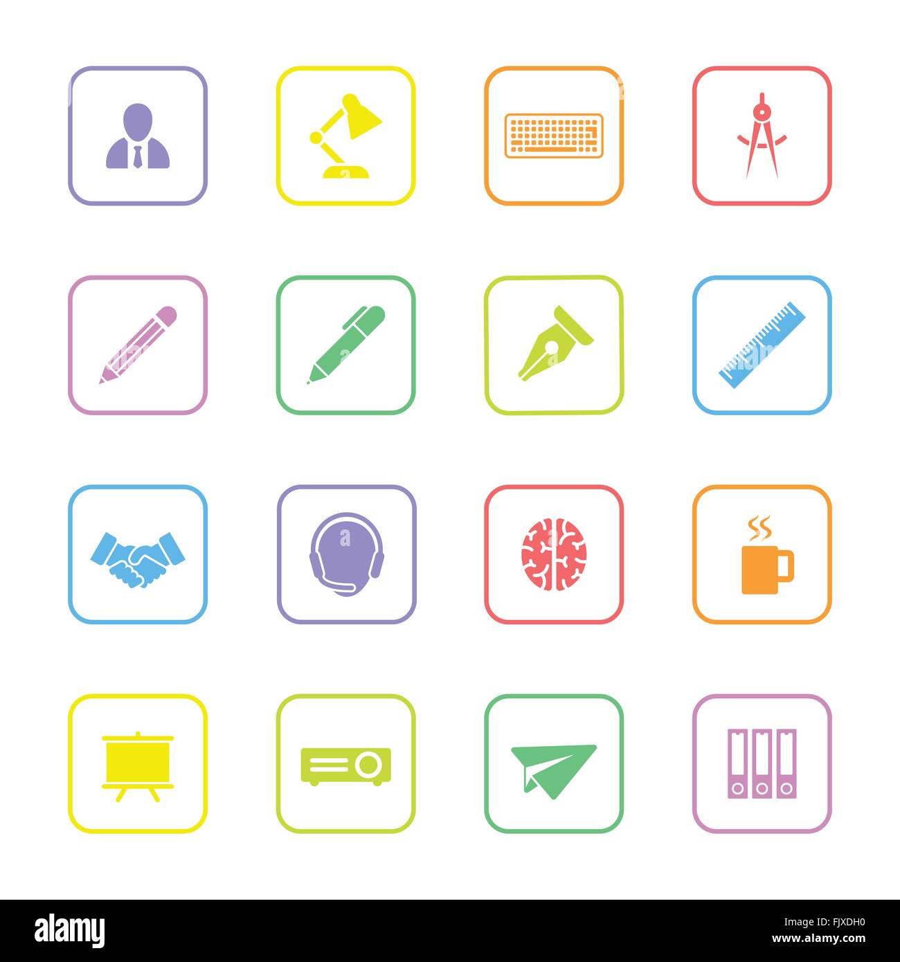 [EPS10] colorful flat icon set 8 with rounded rectangle frame for web ...