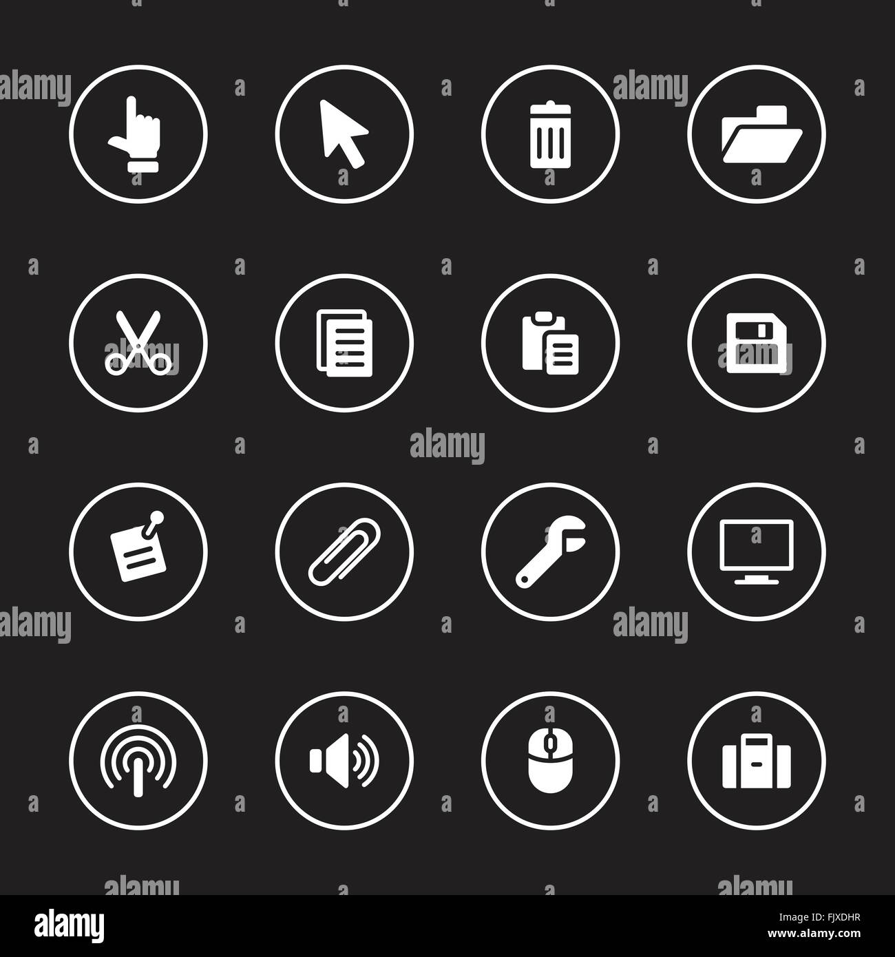 [EPS10] white flat icon set 3 with circle frame for web design, UI ...