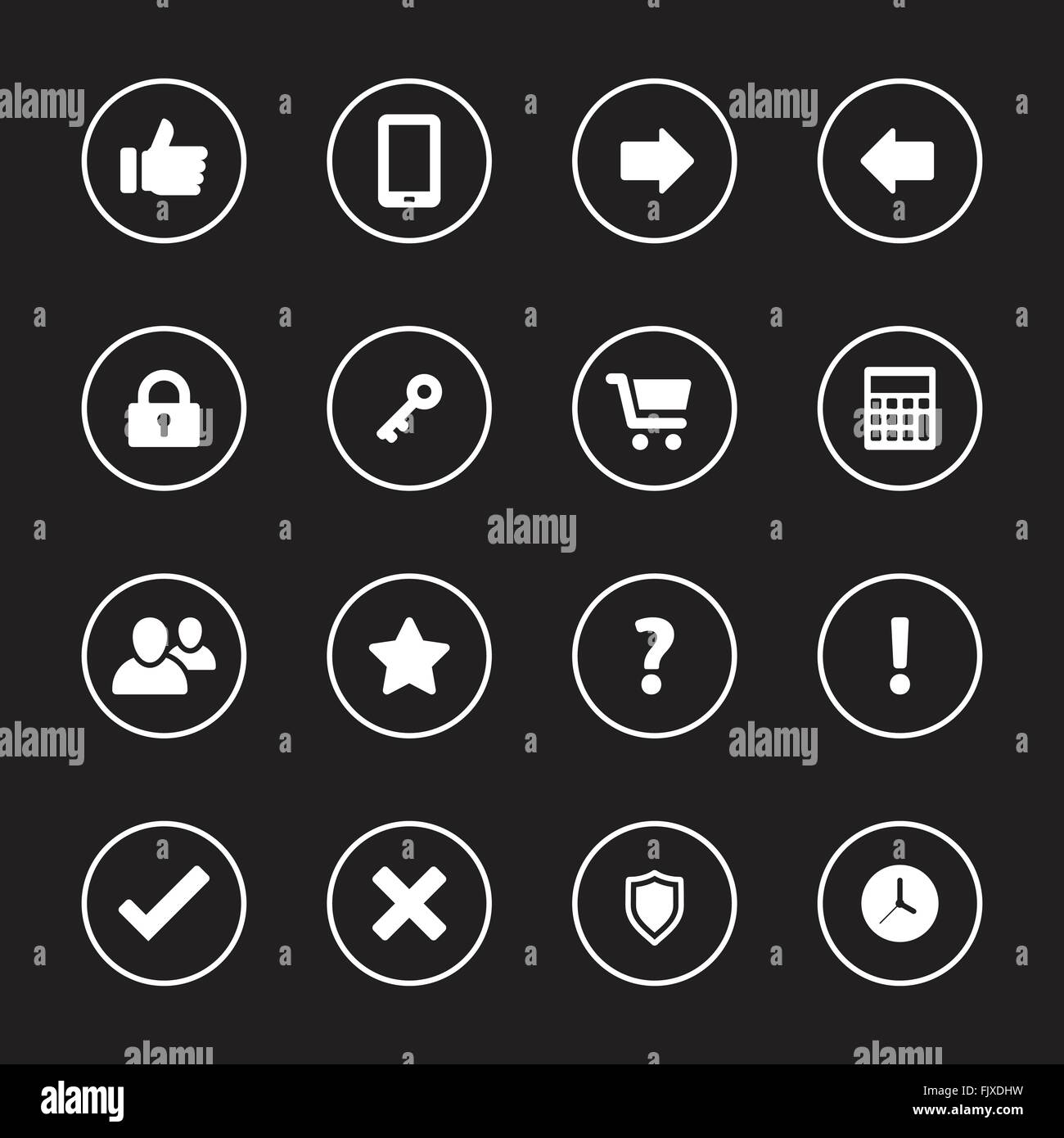 [EPS10] white flat icon set 2 with circle frame for web design, UI ...