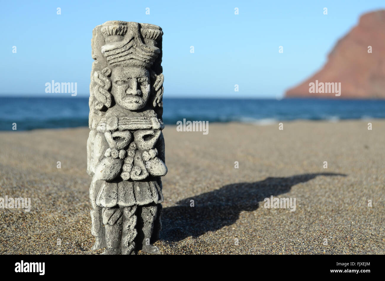 Ancient Maya Statue on the Sand Beach Stock Photo - Alamy