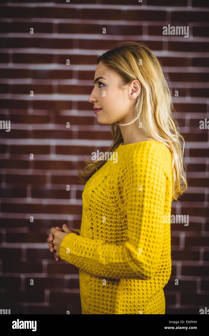Side view of beautiful blonde woman Stock Photo - Alamy