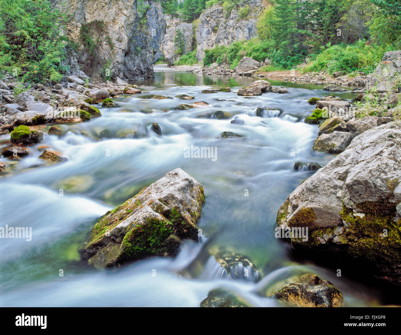 belt creek in canyon of sluice boxes state park near monarch, montana ...