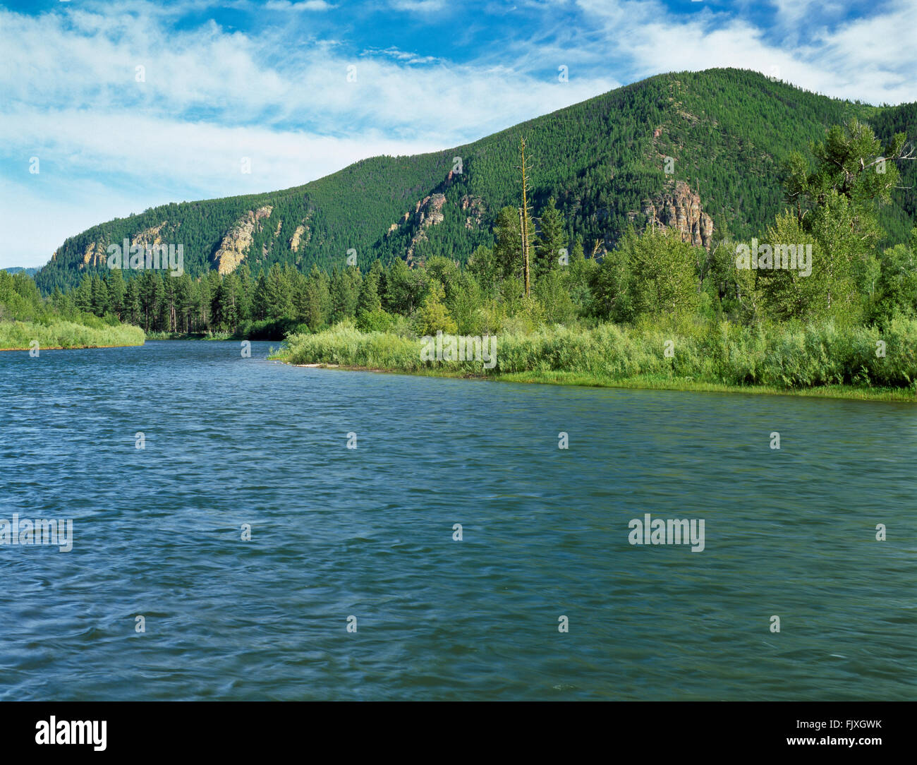 blackfoot river below blacktail mountain in the garnet range near ...