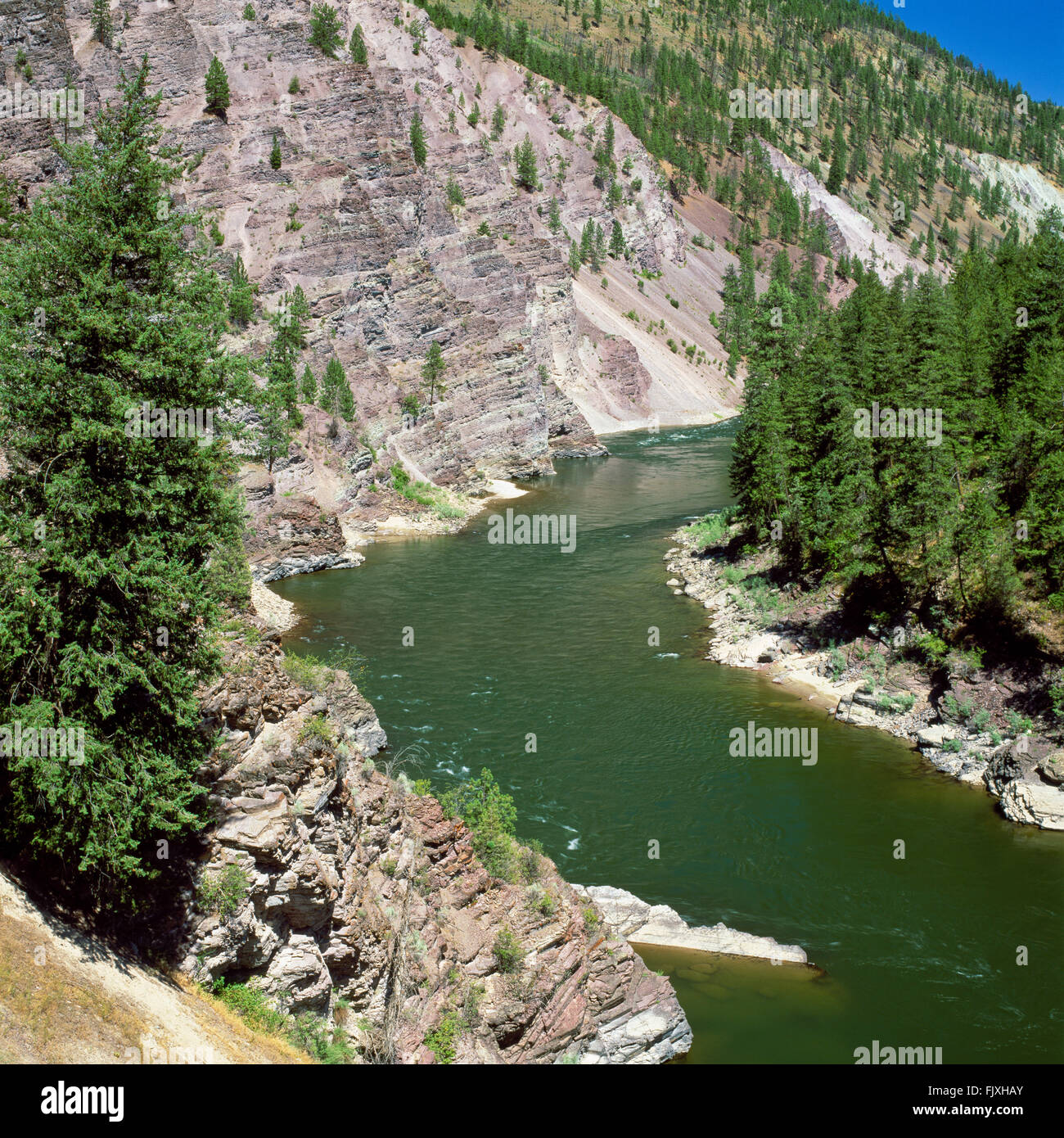 cliffs above the clark fork river in alberton gorge near alberton ...
