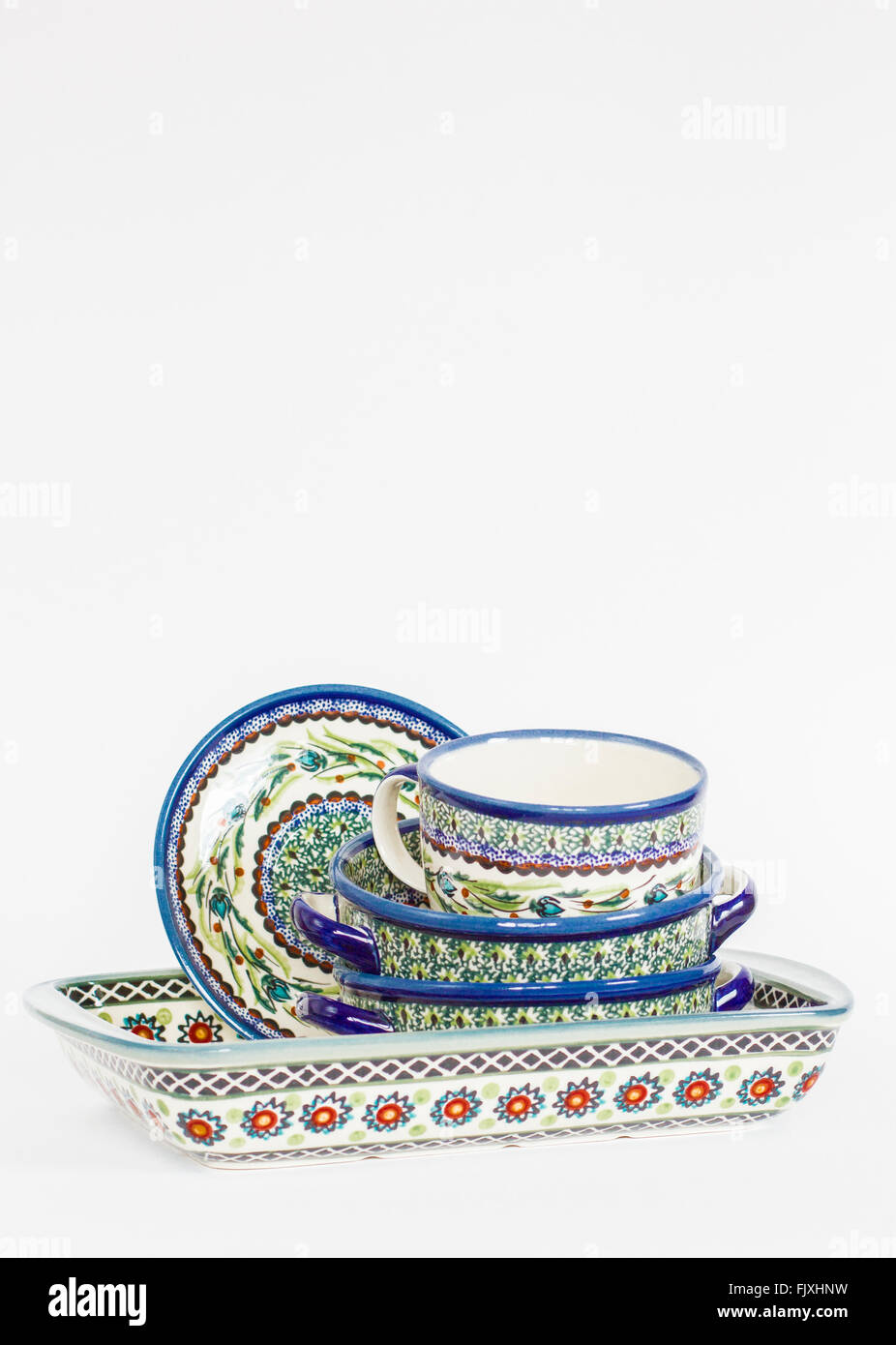 Ceramic pottery utensils on white Stock Photo - Alamy