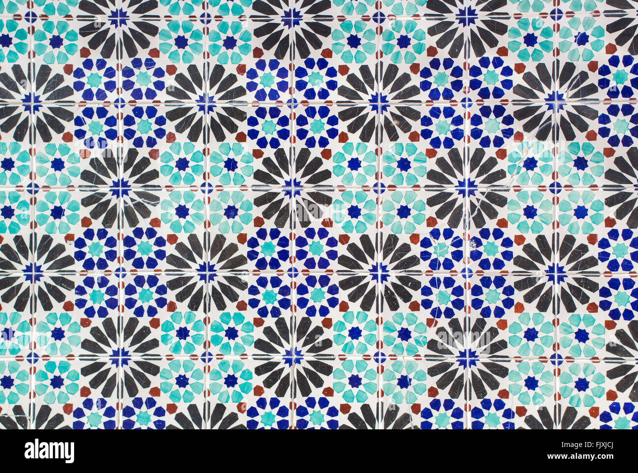 Ceramic tiles pattern in blue turquoise and black Stock Photo - Alamy