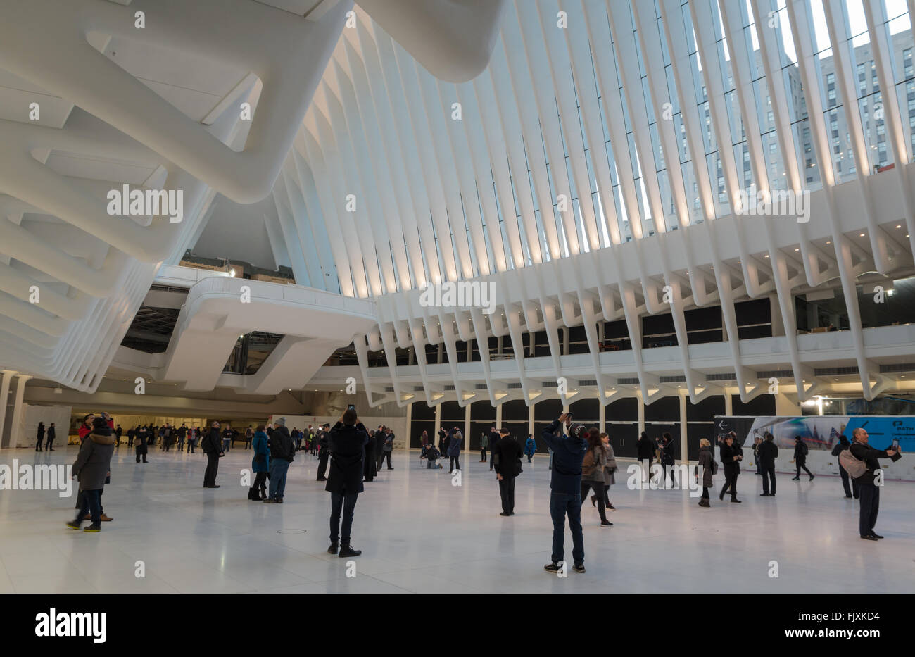 People taking photographs inside the Oculus of the World Trade Center ...