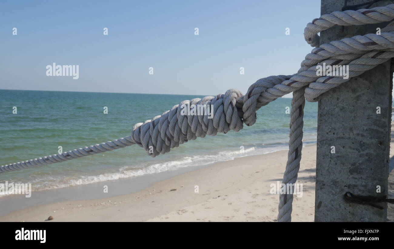 Blue rope on beach hi-res stock photography and images - Alamy
