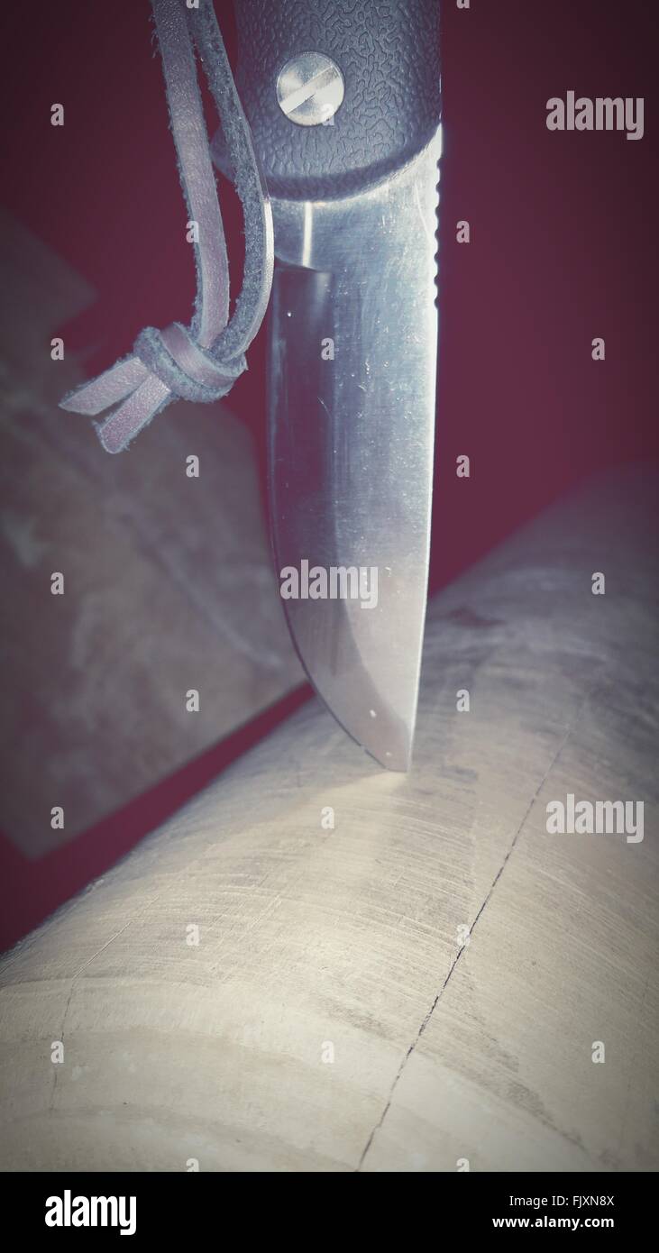 Knife stuck in hi-res stock photography and images - Alamy