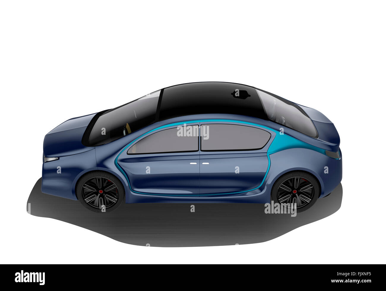 Side view of autonomous electric car isolated on white background ...