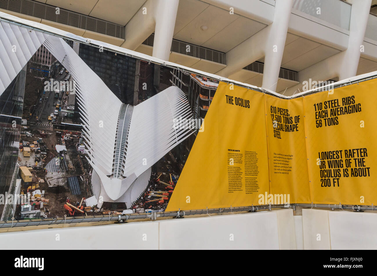 Information sign on display in the Oculus of the World Trade Center ...