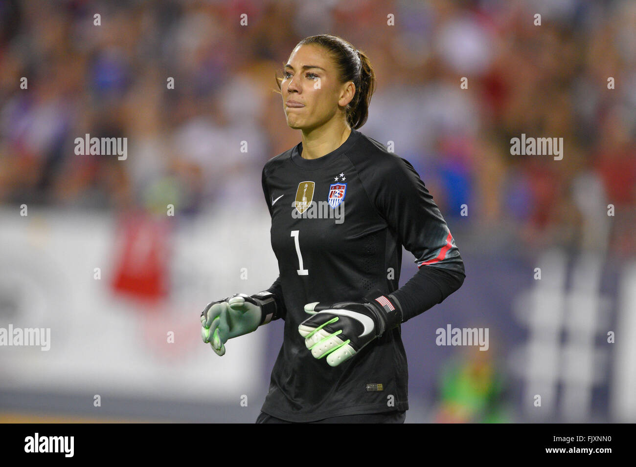 Tampa, Florida, USA. 3rd Mar, 2016. US Goalkeeper Hope Solo (1) in ...