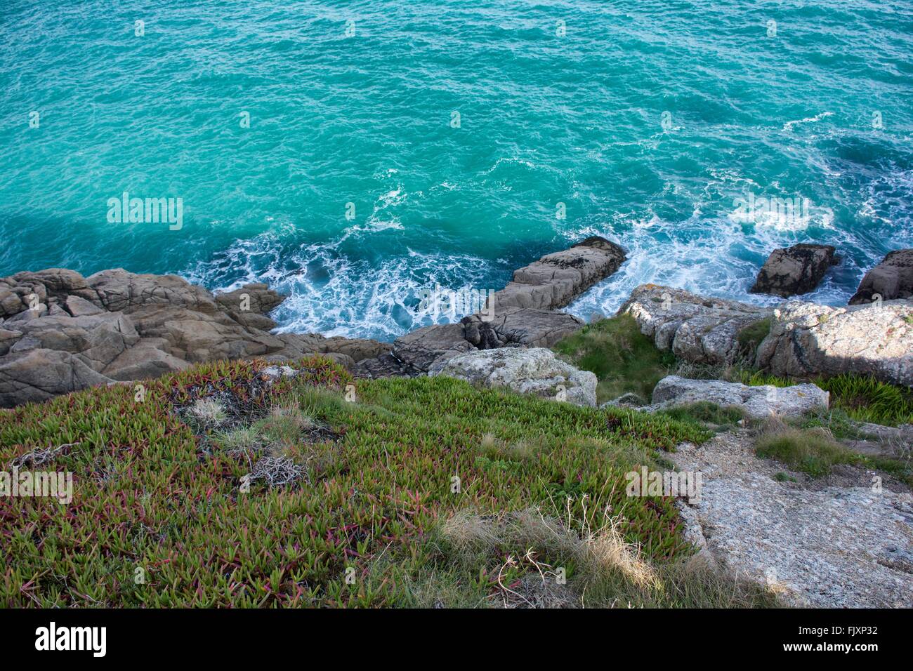 High Angle View Of Cliff By Sea Stock Photo - Alamy