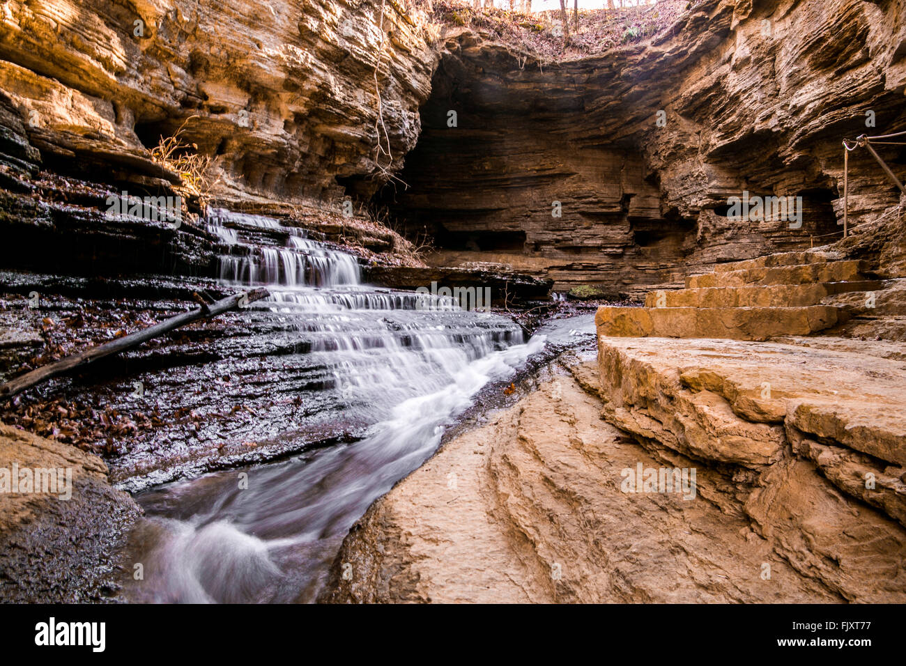 Water Flowing Over Rock Formation Stock Photo - Alamy