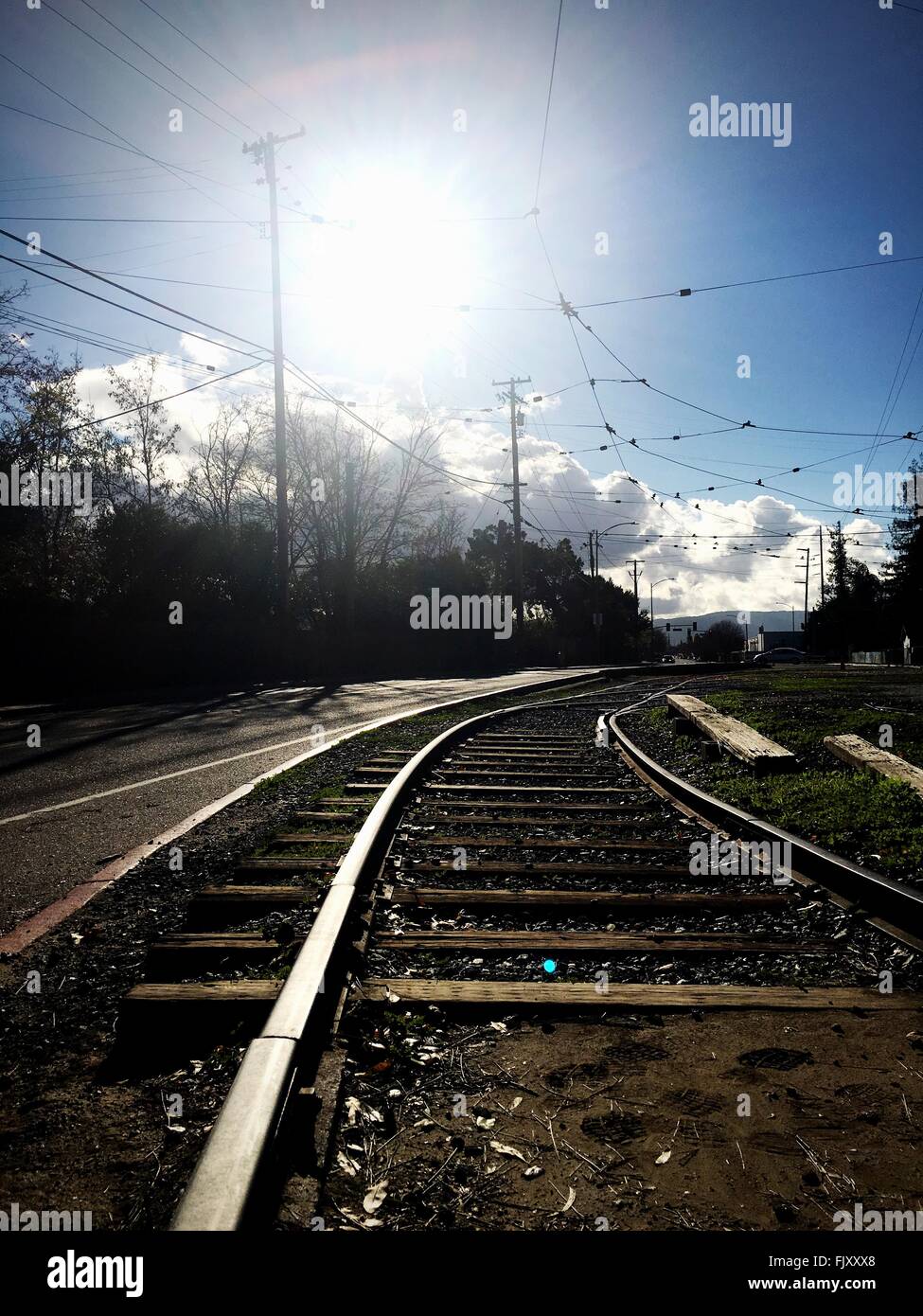 Railroad tracks field street sky day hi-res stock photography and ...