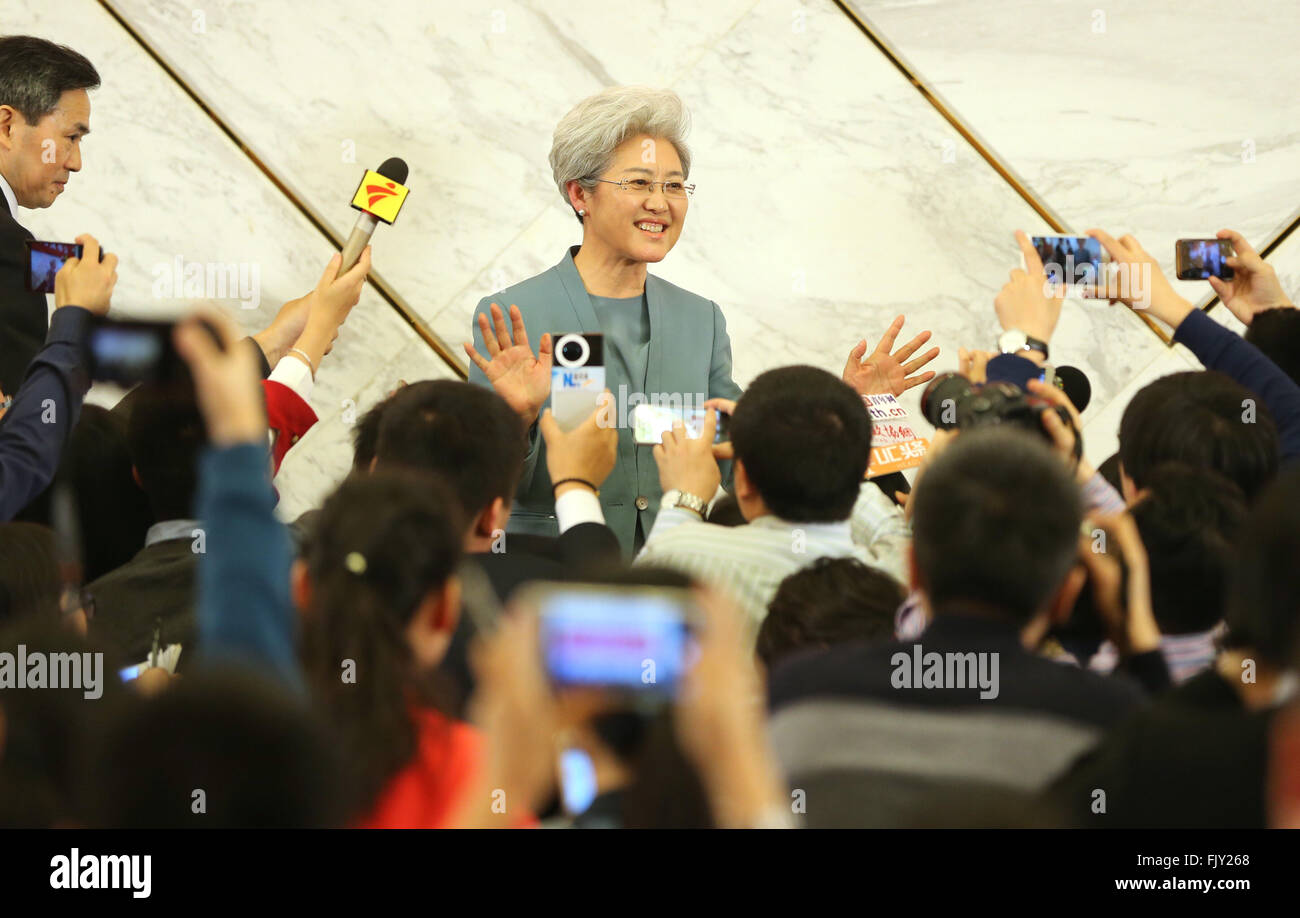 Beijing, China. 4th Mar, 2016. Fu Ying, spokesperson for the fourth ...