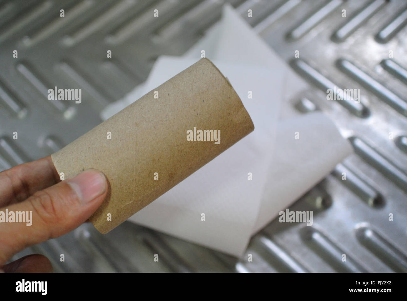 Hand holding empty toilet paper roll empty hi-res stock photography and ...