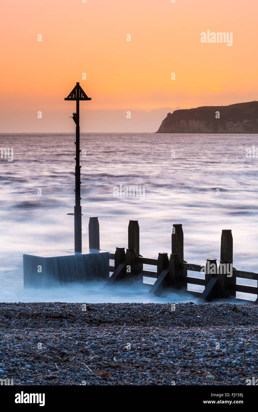Sunset at Axmouth near Seaton in Devon on the East Devon section of the ...