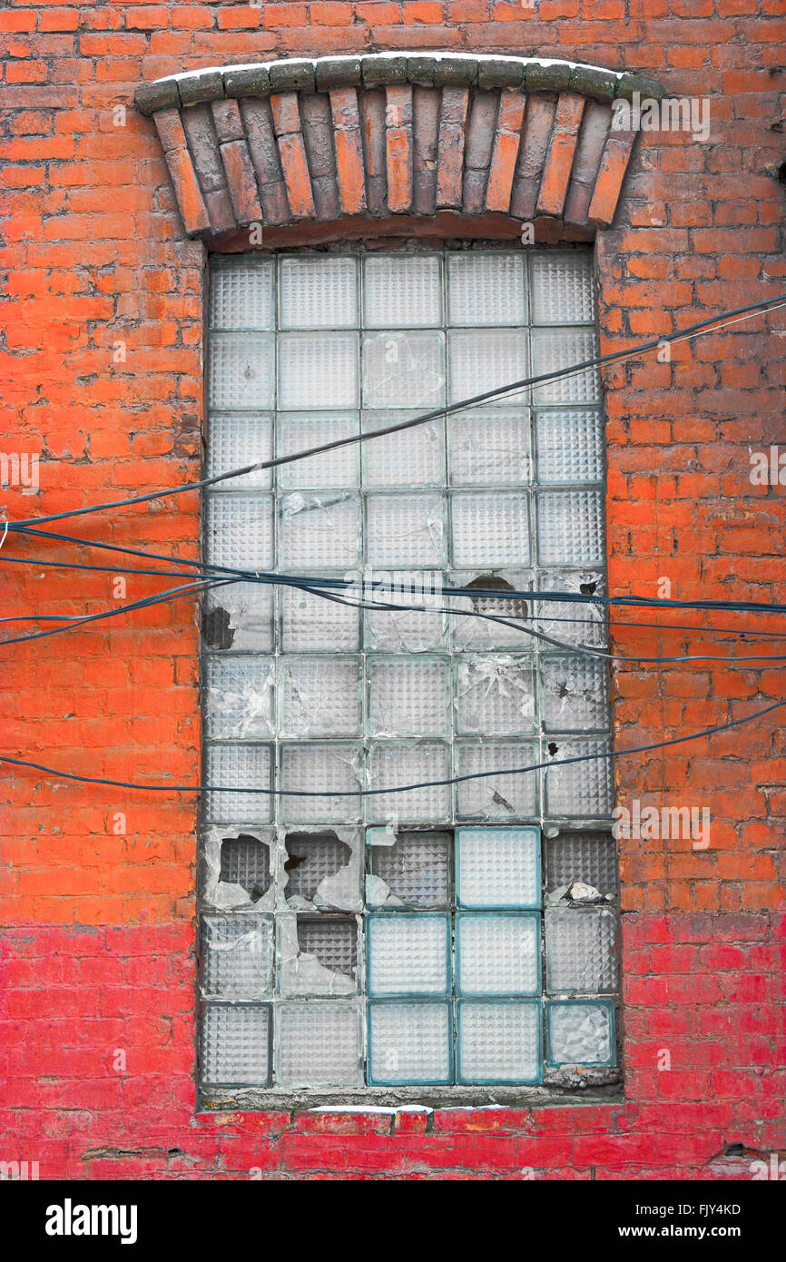 Old factory window. The old architecture of Saint Petersburg city ...