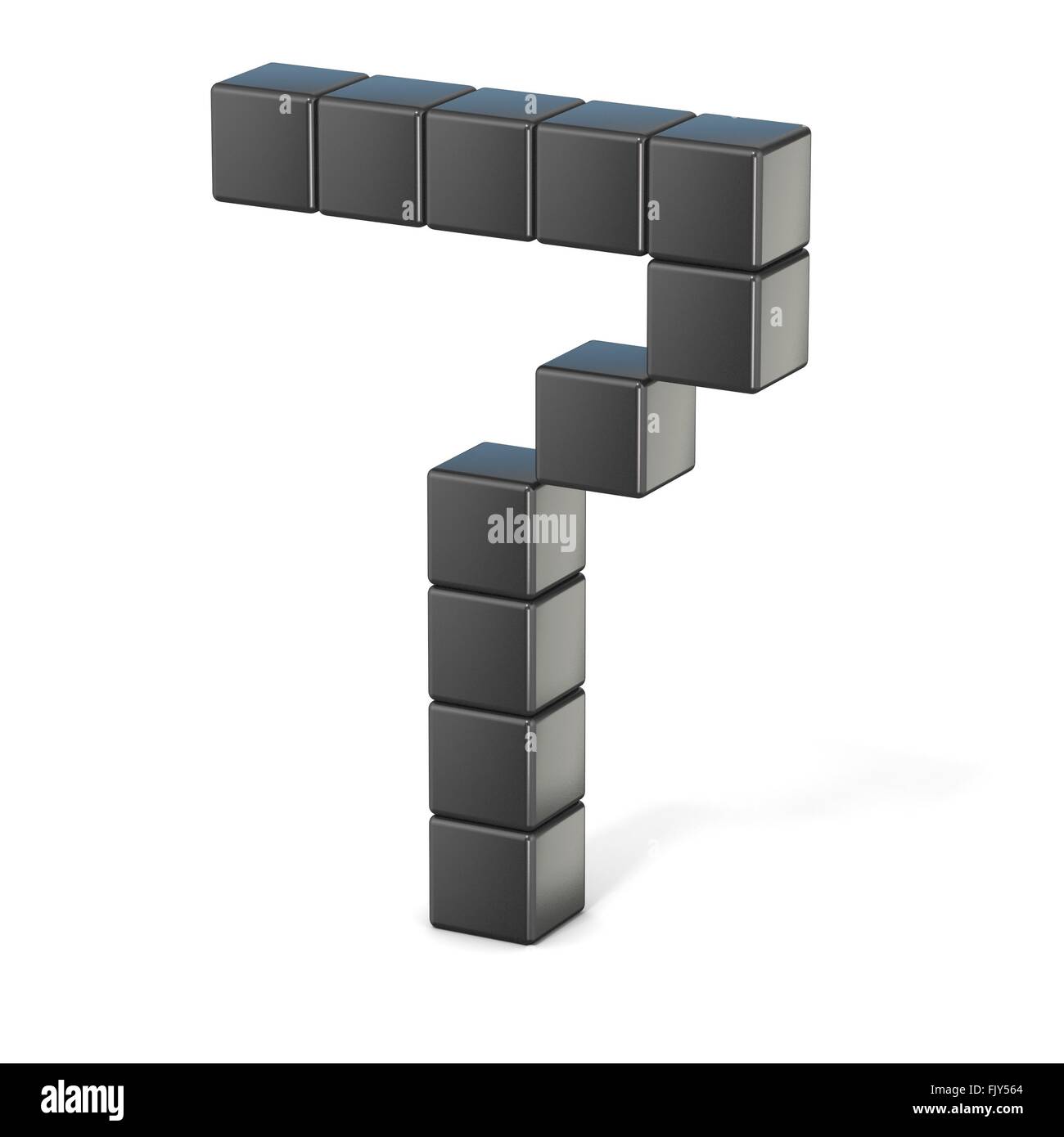 8 bit font. Number 7. 3D render illustration isolated on white ...