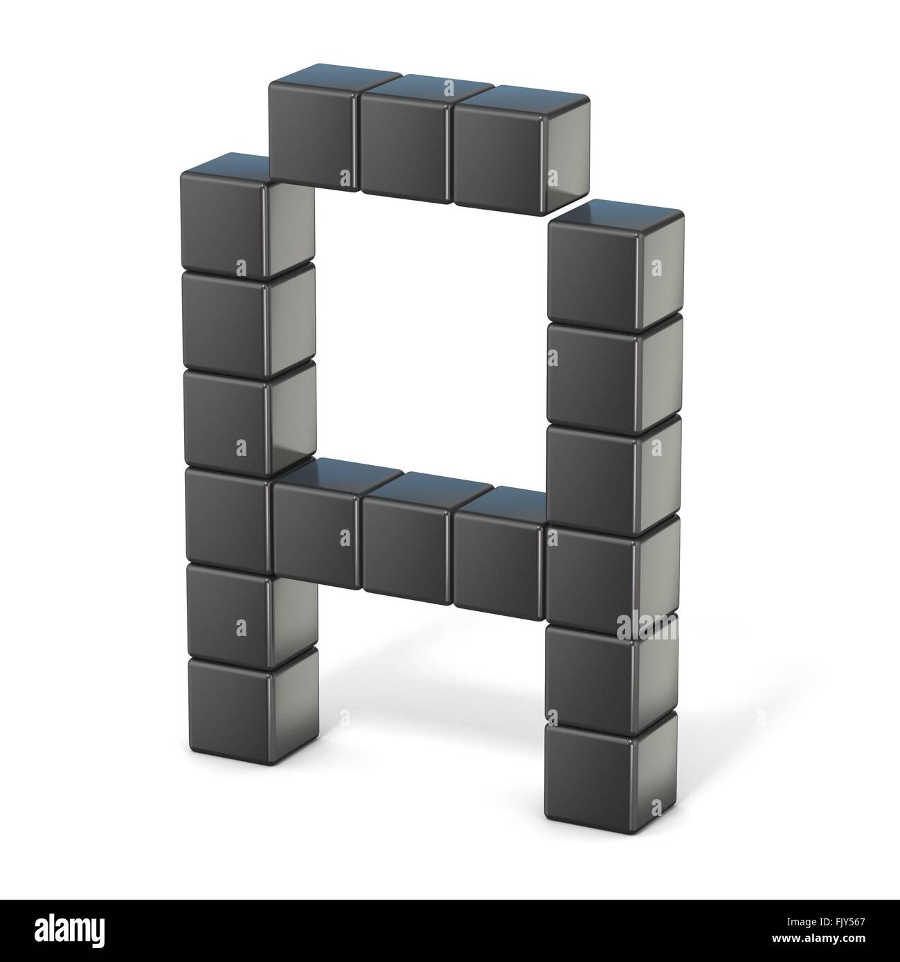 8 bit font. Capital letter A. 3D render illustration isolated on white ...