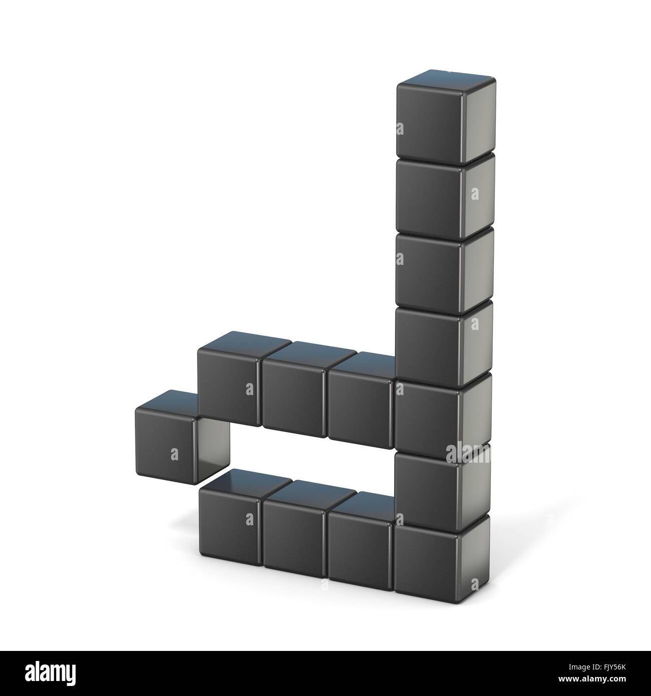 8 bit font. Lowercase letter D. 3D render illustration isolated on ...